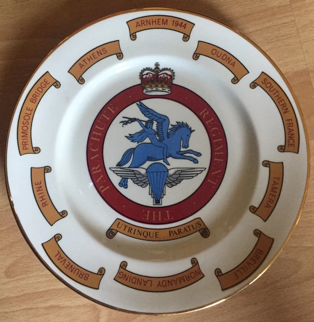 PARACHUTE REGIMENT COMMEMORATIVE Plate Circa 1970's Edwardian Fine Bone ...