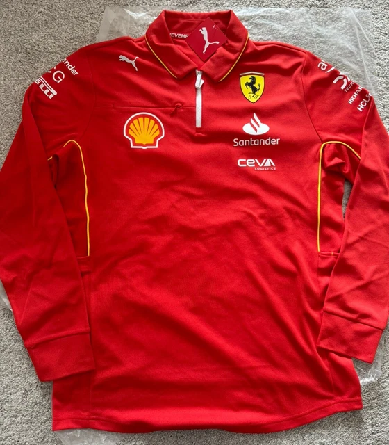 FERRARI F1 2024 Puma team issue long Sleeve polo shirt LeClerc Sainz ...