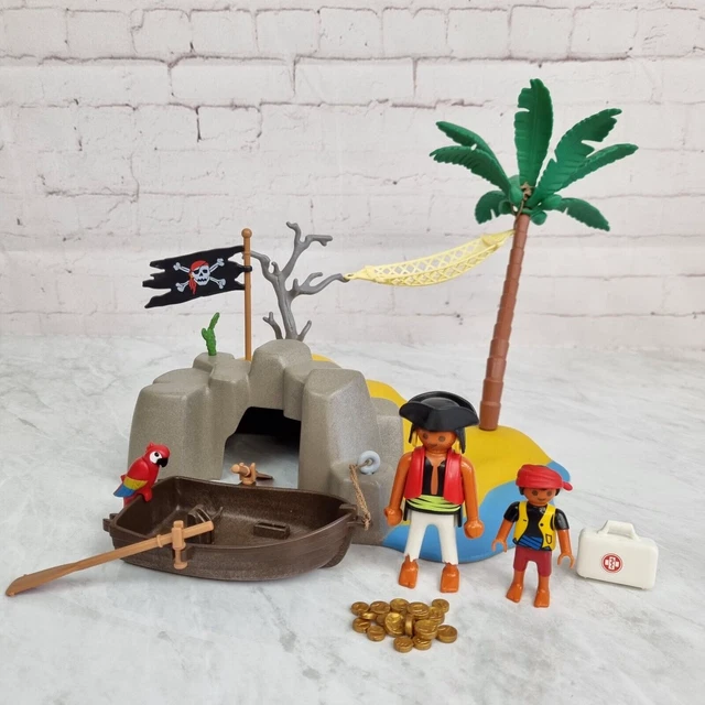 PLAYMOBIL 4139 PIRATE Castaways Treasure Island Play Set Figures, Boat ...