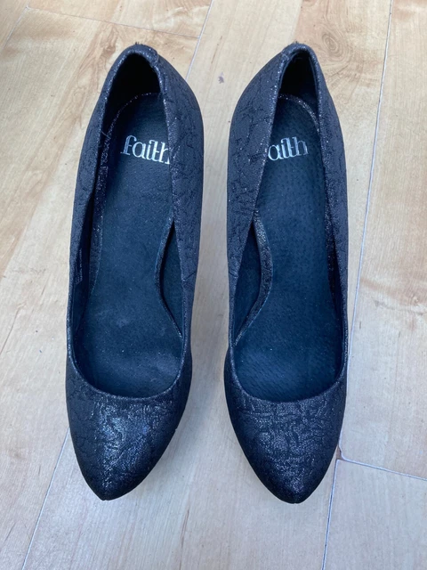 FAITH SILVER grey stiletto heel super high skyscraper party shoes size ...