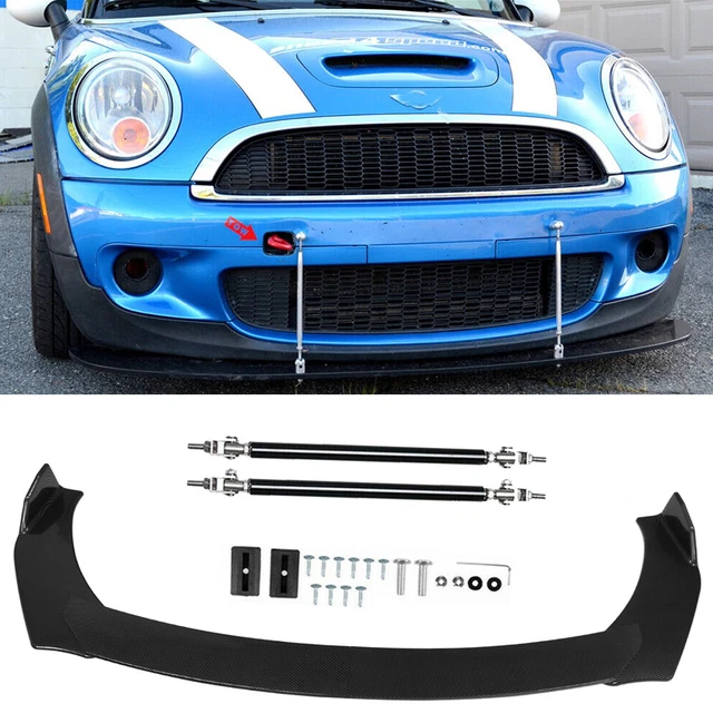 CARBON FIBER FRONT Bumper Lip Splitter Spoiler + Strut Rods For MINI ...