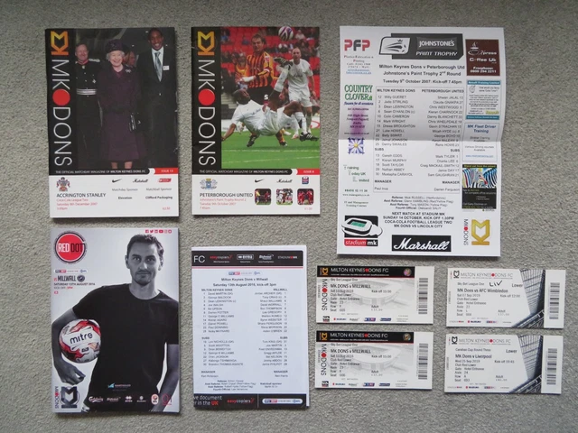 3 MK DONS Football Programmes, Tickets & Match Day Team Sheets £2.79 ...