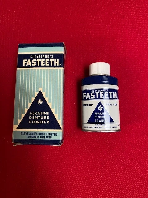 VINTAGE FASTEETH DENTURE Powder Trial Size Box & Tin $15.00 - PicClick CA
