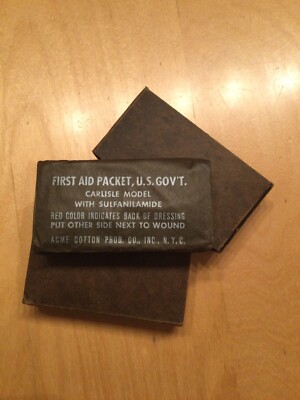 US WW2 PACKET First Aid Dressing ACME COTTON PROD. Co - MEDICAL ...