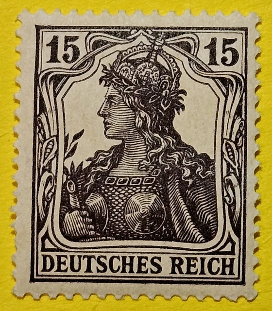 BRIEFMARKE DT. REICH 1917 Germania Ergänzungswert 15. Pfg violett Mi ...