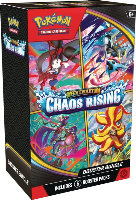 POKÉMON TCG MEGA Evolution: Chaos Rising Booster Box Bundle x2, 6 Packs ...