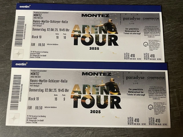 MONTEZ KONZERT TICKETS, Stuttgart, 2. Oktober 2025, 2 Stück EUR 130,00 - PicClick DE