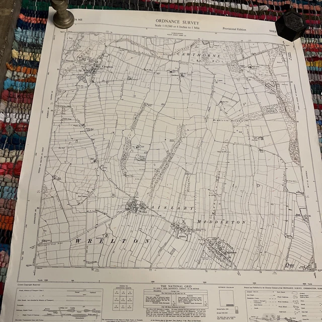 VINTAGE MONO ORDNANCE Survey Map Chart 1958 Aislaby Cropton Wrelton ...