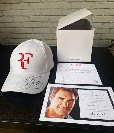 ROGER FEDERER - RF Signed Autographed Uniqlo White Red Hat (new) + COA ...