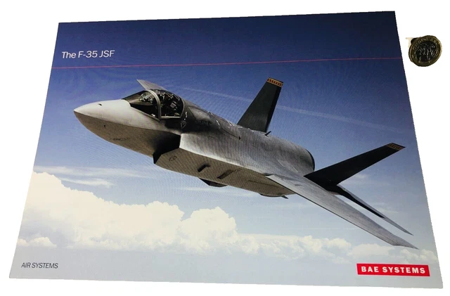 LARGE CARD PICTURE The F-35 JSF BAE Systems Aircraft 28x21cm Plane ...