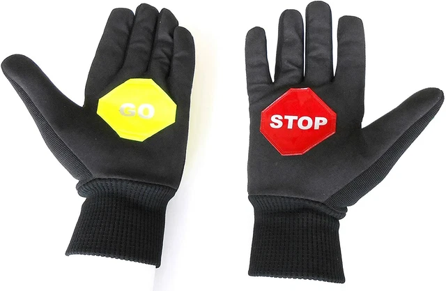 REFLECTIVE TRAFFIC SAFETY Gloves with Stop Sign- Fire,Police,Crossing ...