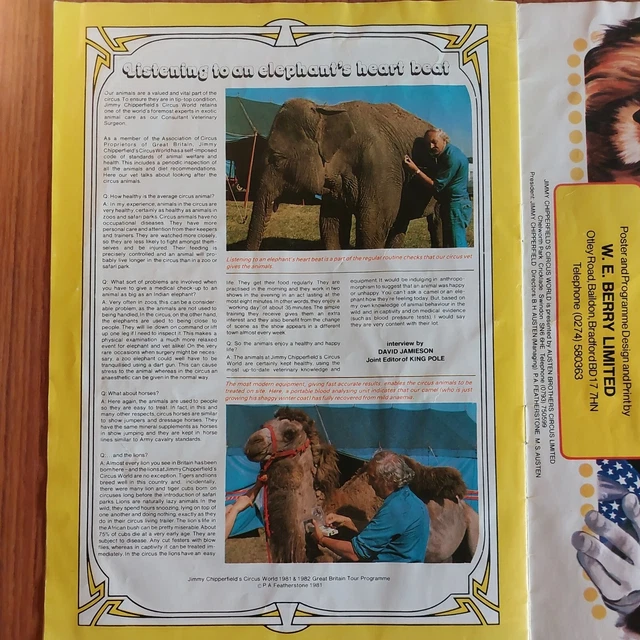 1981 VINTAGE JIMMY Chipperfield’s Circus Programme Chipperfields £7.50 ...