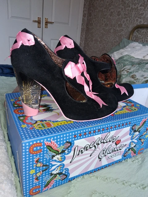 IRREGULAR CHOICE BLACK And Pink Bow Shoes Size 39 UK 6 £12.54 - PicClick UK
