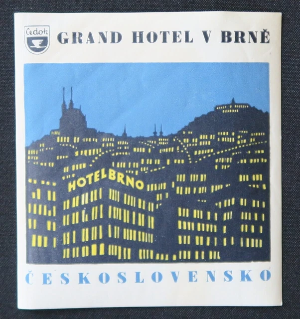 ANCIENNE ÉTIQUETTE GRAND HOTEL V BNRE Ceskoslovensko old luggage label ...
