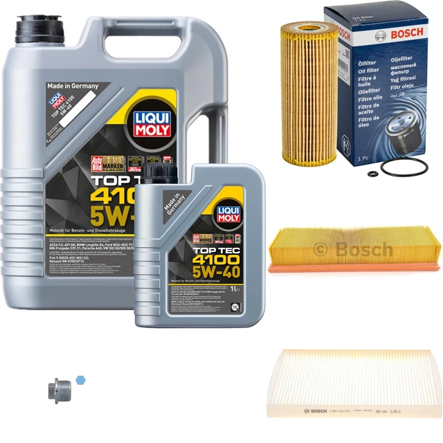 BOSCH INSPECTION SET 6L Liqui Moly Top Tec 4100 5W-40 pour VW Seat Caddy EUR 139,45 - PicClick FR