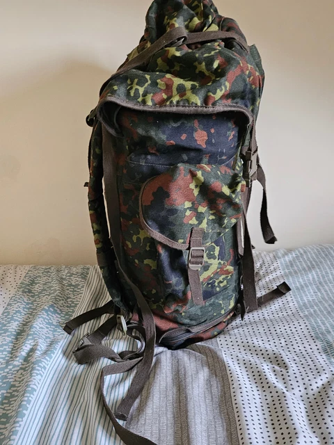 BUNDESWEHR BW GERMAN Army Combat 65L Flecktarn Rucksack + Sleeping Mat ...