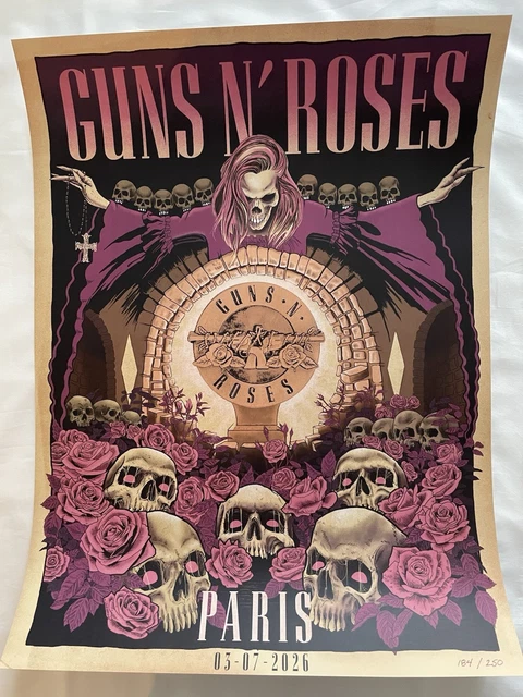 GUNS N ROSES Poster Paris 2026 Lithograph -limited edition £162.77 ...