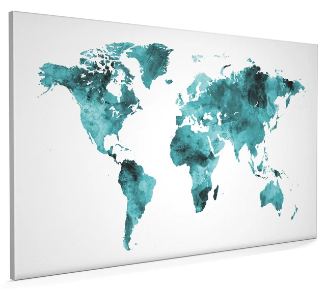 MAP OF THE World Map Watercolor Box Canvas and Poster Print (2400) £26. ...
