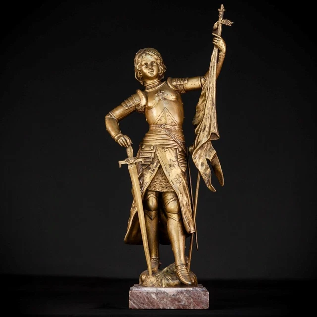 ST JOAN OF Arc Gilded Metal Statue | Jeanne d'Arc Figure Francois Moreau |23.6"_ £1,166.84 ...