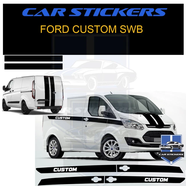 FORD TRANSIT CUSTOM Side +Bonnet + Rear Van Decals Racing Stripes for ...