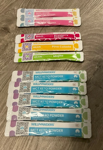 WILLPOWDERS SWISS BOVINE Collagen MCT Keto Brain Powders x10 Sachets ...