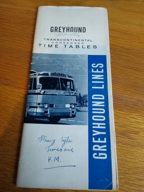 VINTAGE GREYHOUND TRANSCONTINENTAL Timetables 1962 £6.99 - PicClick UK