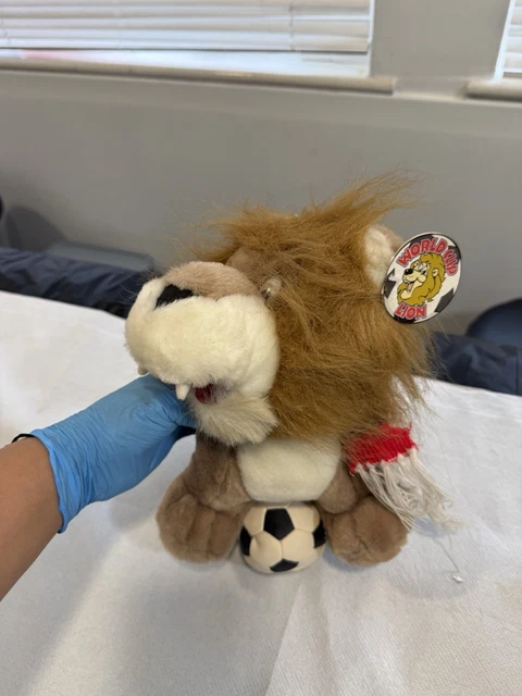 ST GEORGE'S LION soft toy, likely a vintage England Football World Cup ...
