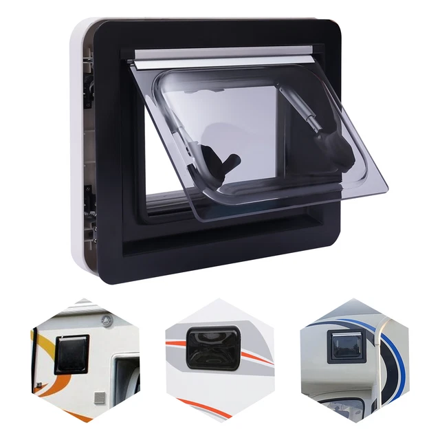 RV CARAVAN HINGED External Push Out Window Vent Hatch 350x280mm, 450 ...