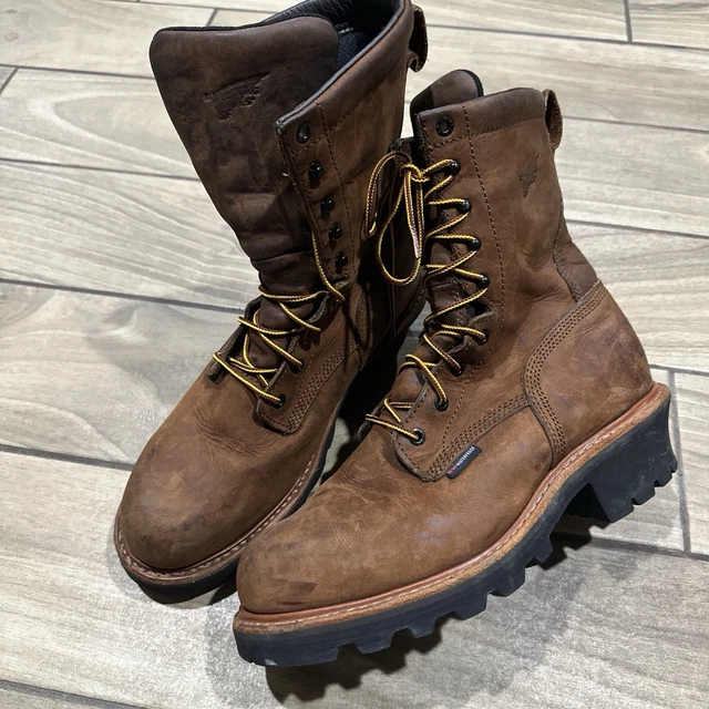 RED WING BOOTS Size 10 Brown Loggermax 4420 Waterproof Logger Safety ...