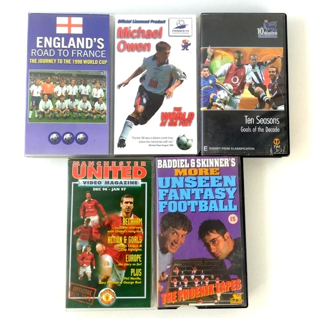 SET OF 5 Vintage English Football Soccer VHS Tapes EPL Man Utd Owen 98 ...