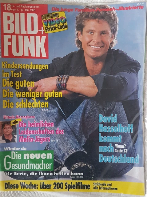 ZEITSCHRIFT BILD + Funk Nr. 18 1991 Cover Titelbild David Hasselhoff ...
