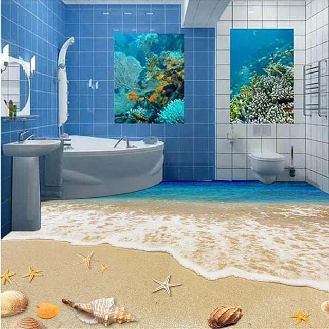 SEA SHELL SEA Sand 3D Floor Mural Photo Flooring Wallpaper Home Print ...