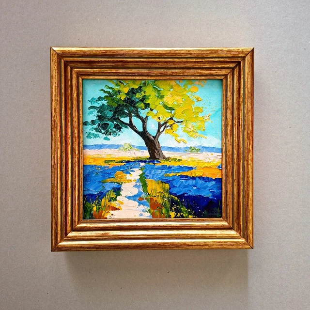 OAK TREE OIL Painting Texas Lush Meadow Landscape: Impasto 3D Art ...