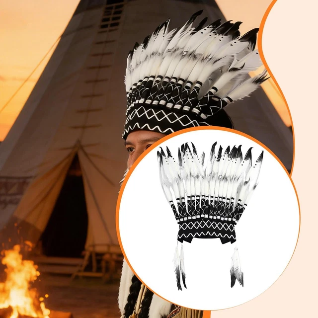 CHIEF INDIAN HAT Feather Headdress for Men Women Headband for Stage ...