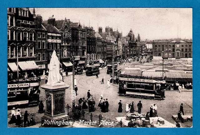 POSTCARD SIZE TRAM Photo ~ Nottingham Market Place 1904: Corporation ...