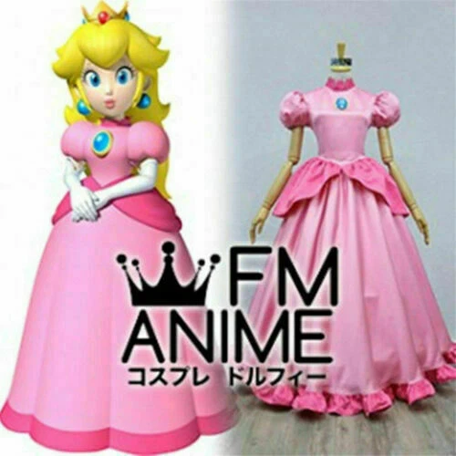 SUPER-MARIO PRINCESS PEACH Pink Dress Cosplay Costume £52.91 - PicClick UK