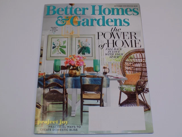 BETTER HOMES GARDENS Magazine Sep 2020 Power of Home Project Joy ...