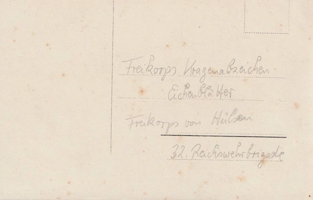 FOTO PORTRAIT FREIKORPS von Hülsen Uniform Kragenabzeichen mit ...