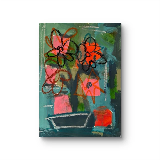 HASWORLD ORIGINAL FLOWERS Abstract Neo Expressionist Impressionism Rare ...