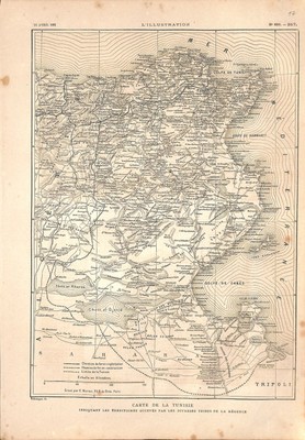 MAP OF TUNISIA showing territories tribes of the regency illustration ...