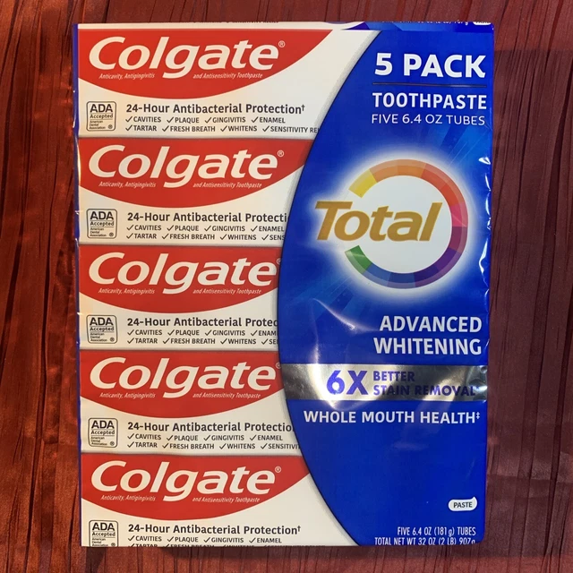COLGATE TOTAL ADVANCED Whitening Toothpaste, 6.4 oz, 5-pack $21.99 ...