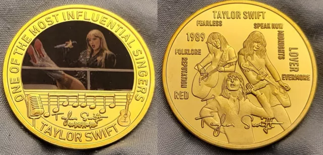 TAYLOR SWIFT GOLD Coin Signed SingerBlonde Girl Beautiful Mega Star ...