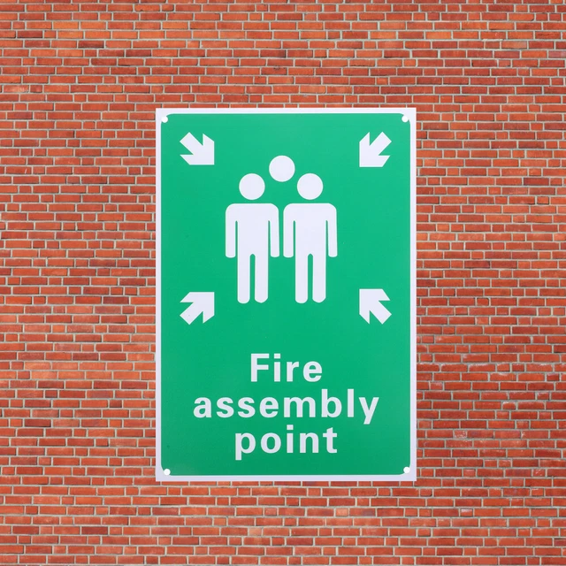 FIRE RALLY POINT Sign The Office Emergency Exit Assembly Warning Board ...