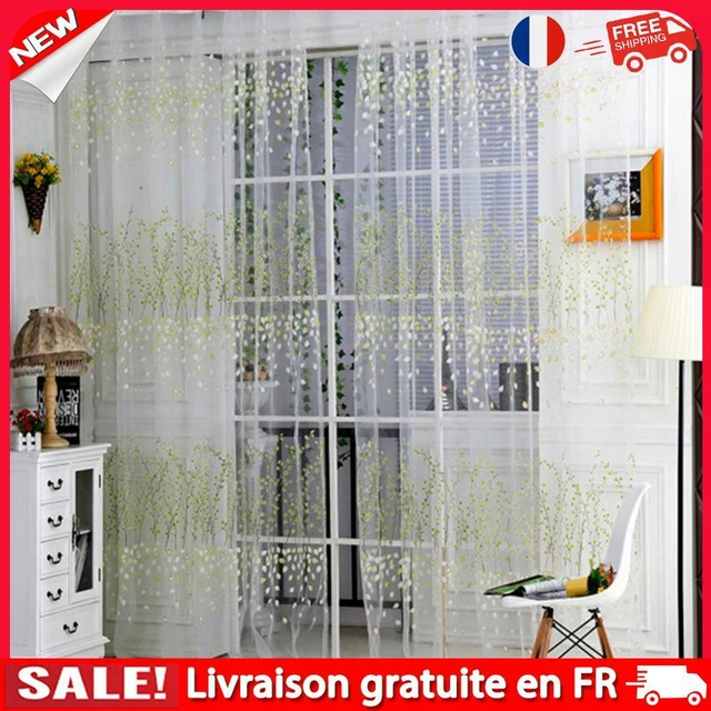 FR RIDEAU DE fen tre en voile de tulle imprim floral 200 x 100 cm Vert ...