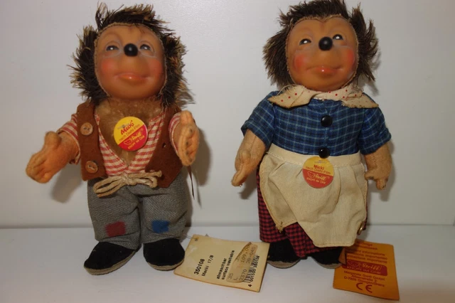 STEIFF MECKI MICKI Mann und Frau alt 350108 und 350603 ca. 17cm EUR 35 ...