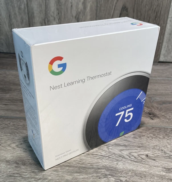 GOOGLE NEST PRO 3rd Gen Learning Thermostat T3008US Stainless Steel ...