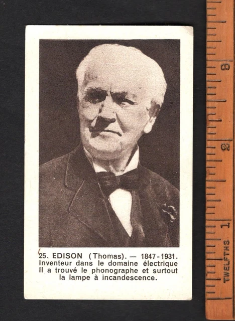 THOMAS EDISON PHYSICS Electricity Rare Raviba French Trade Card 1950s ...
