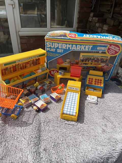 VINTAGE SUPERMARKET PLAYSET , Till ,conveyer Belt / Money / Trolly ...