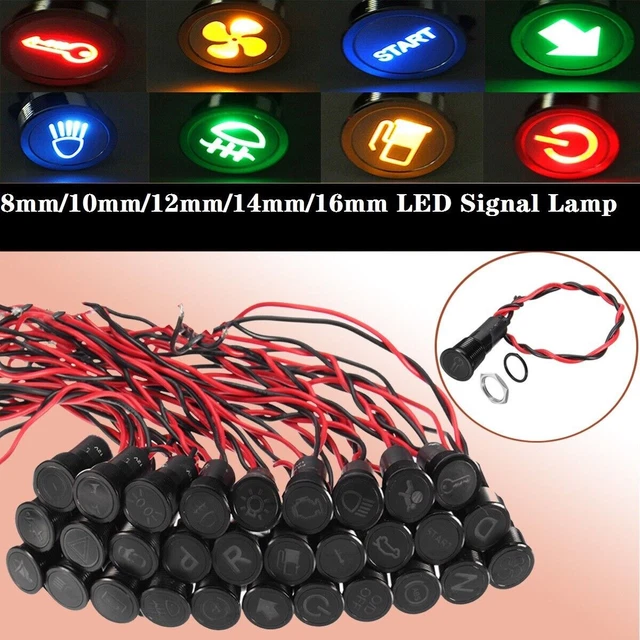 LED DASH PANEL Indicator Lamp 8/10/12/14/16mm Car Warning Pilot Light ...