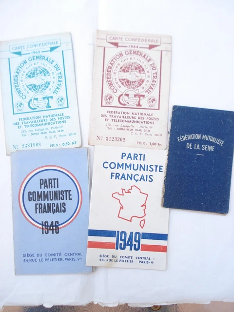 LOT CARTES CONFÉDÉRATION générale du travail CGT parti communiste ...